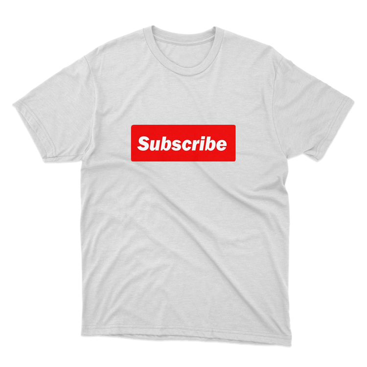 Social Media Subscribe Button White T-Shirt | Fan Made Fits