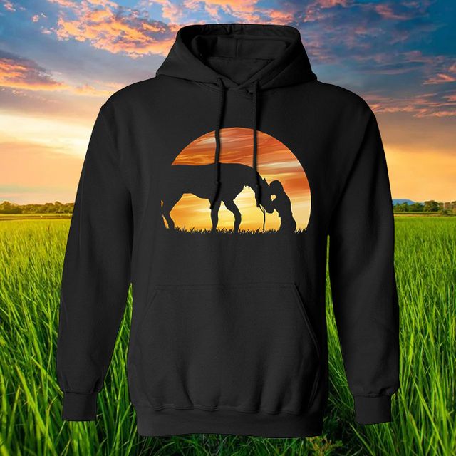 Barrel Racing Portrait Black Hoodie | Fan Made Fits
