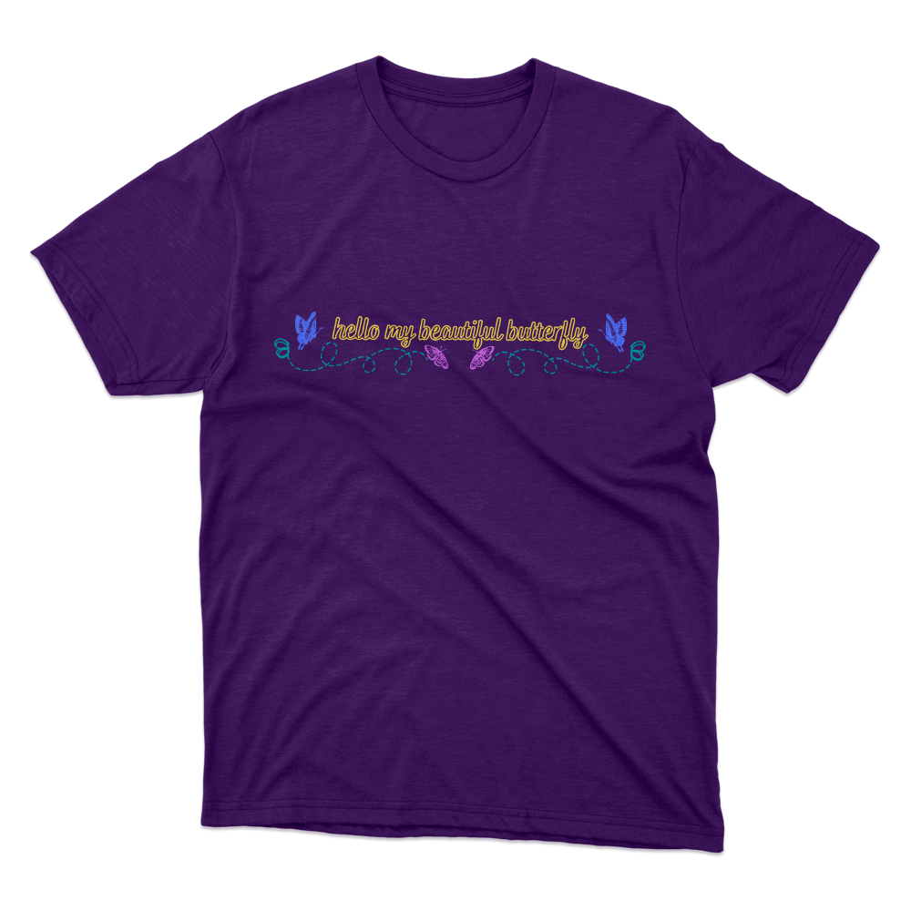 Hello My Beautiful Butterfly Logo Purple T-Shirt | Fan Made Fits