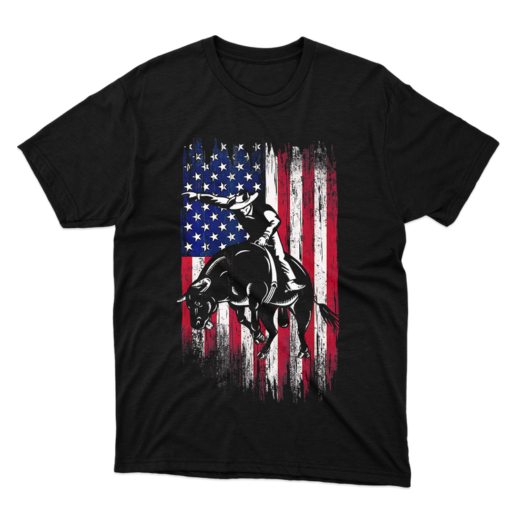 Fan Made Fits Bull Riding Black Flag T-Shirt | Fan Made Fits