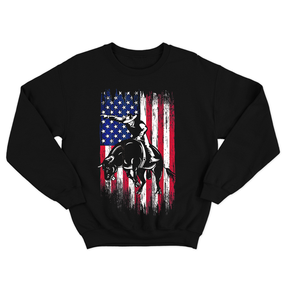 Fan Made Fits Bull Riding Black Flag Sweatshirt | Fan Made Fits